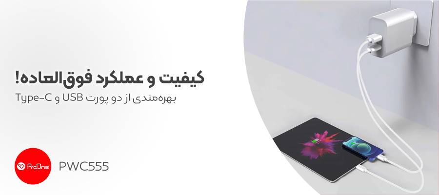 شارژر دیواری 20 وات پرووان مدل PWC555 - فروشگاه اینترنتی ایجانبی